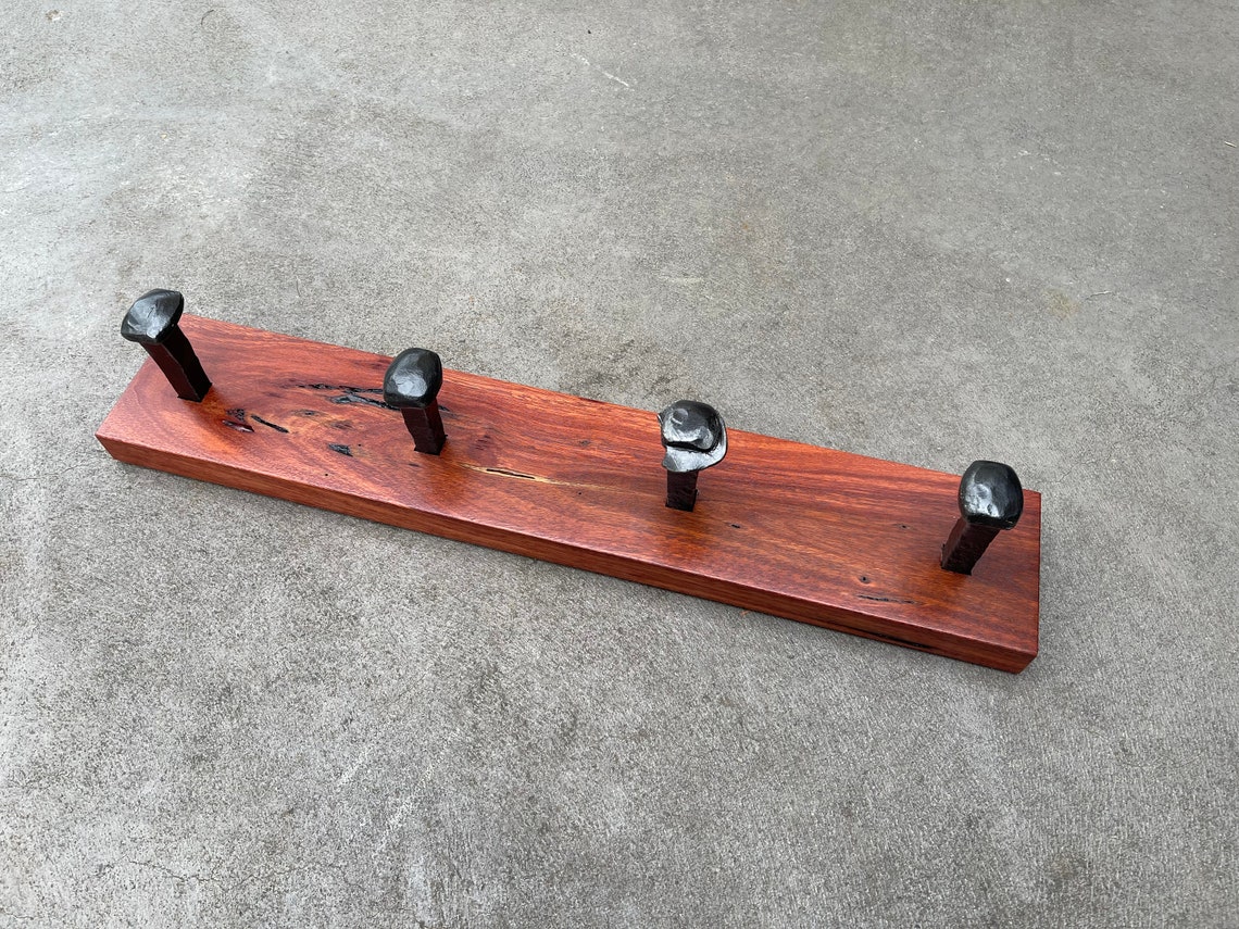 Railway Spike Jarrah Timber Coat Rack - Etsy