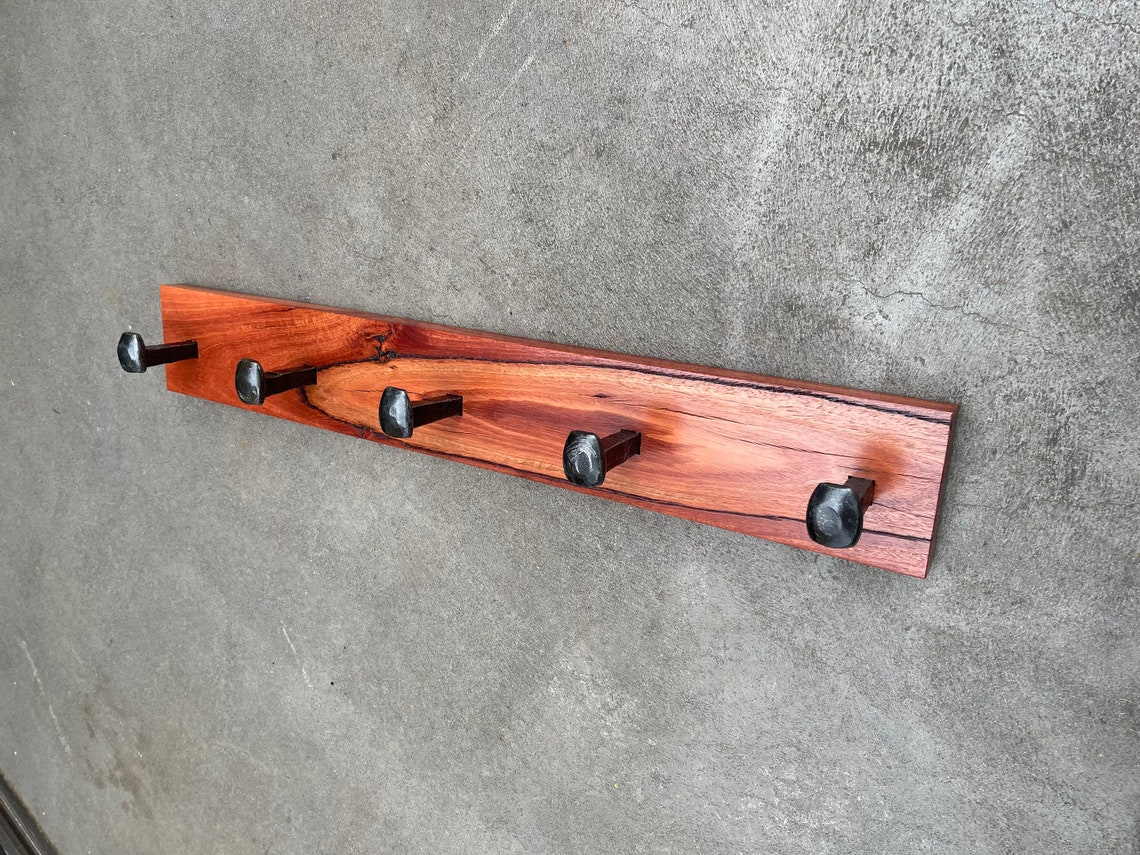 Railway Spike Jarrah Timber Coat Rack - Etsy