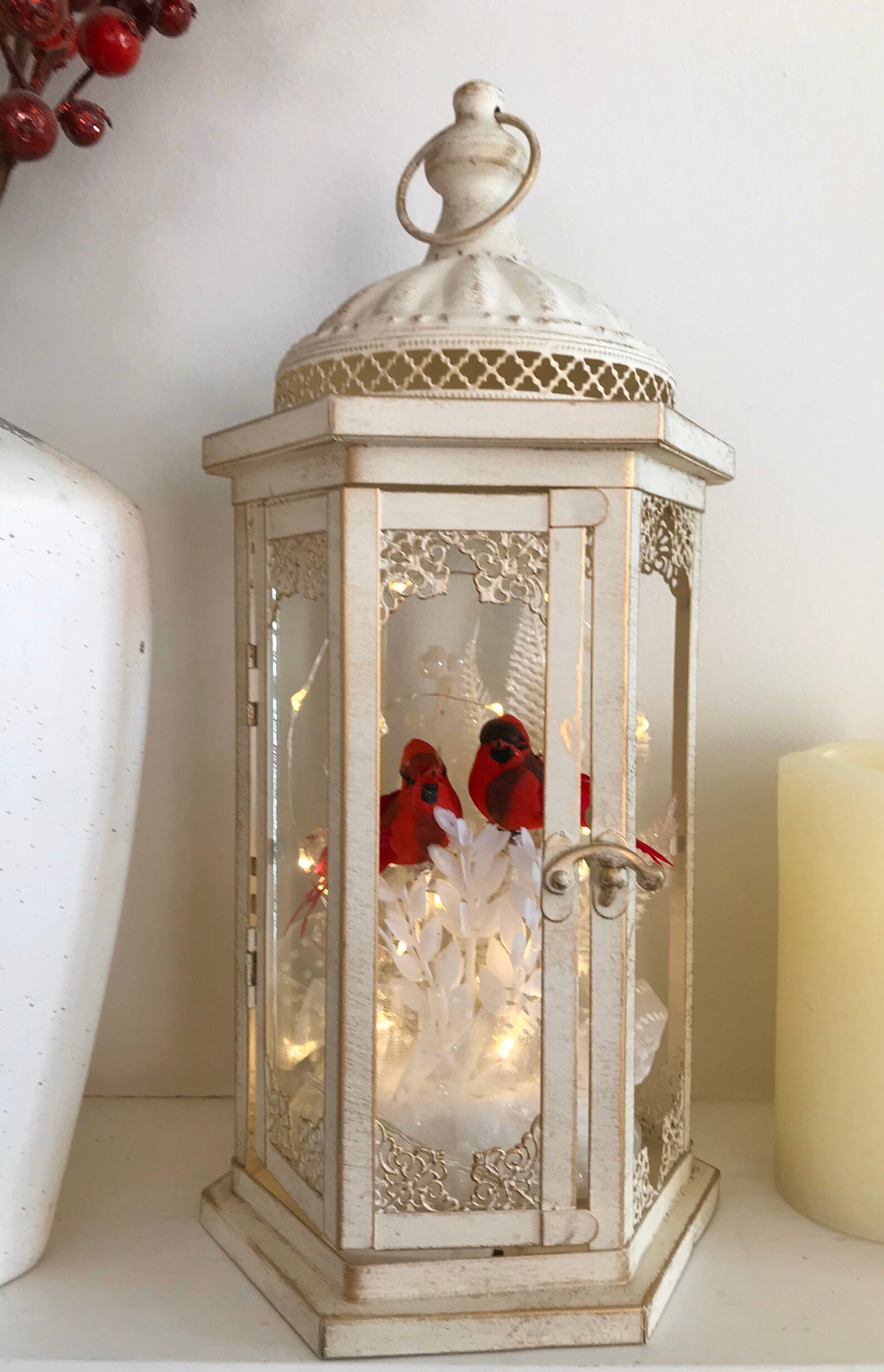 Personalized Red Cardinal Couple Memorial Lantern Anniversary | Etsy