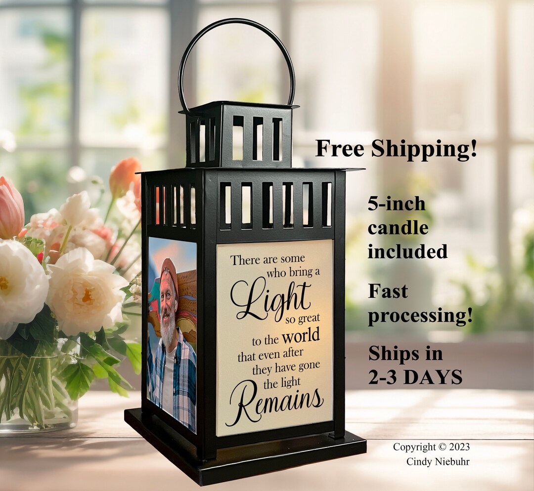 The Light Remains, Memorial Photo Lantern, Sympathy Gift for Loss of ...