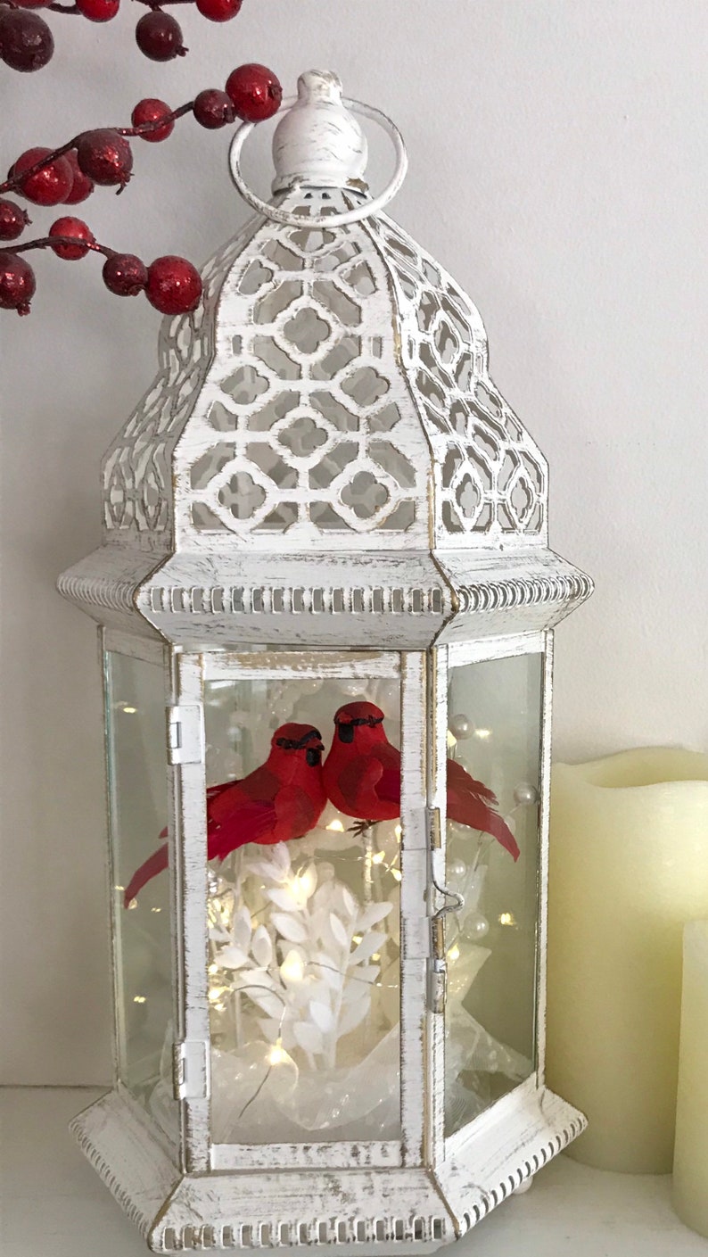 Personalized Red Cardinal Pair Lantern anniversary gift | Etsy