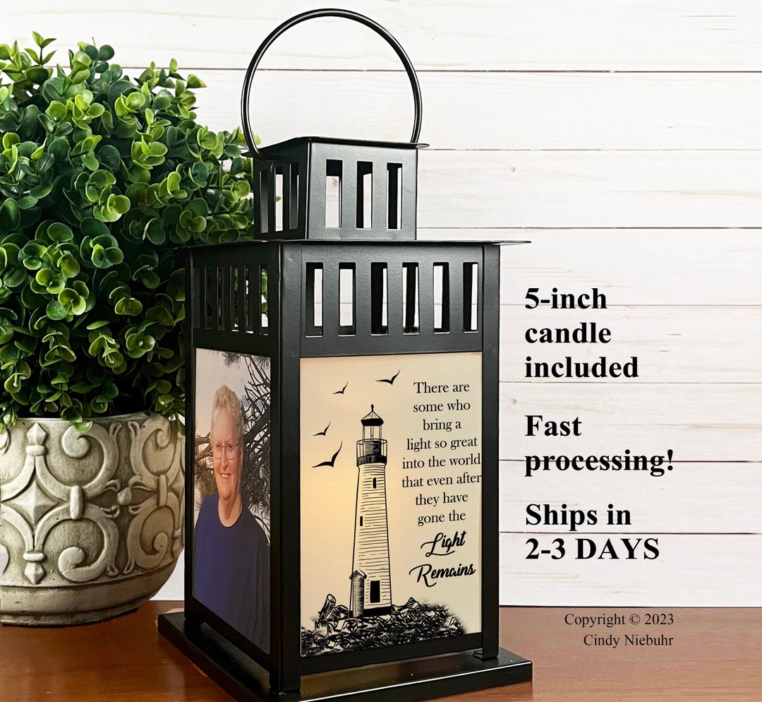 The Light Remains Lighthouse, Memorial Photo Lantern, Sympathy Gift for ...