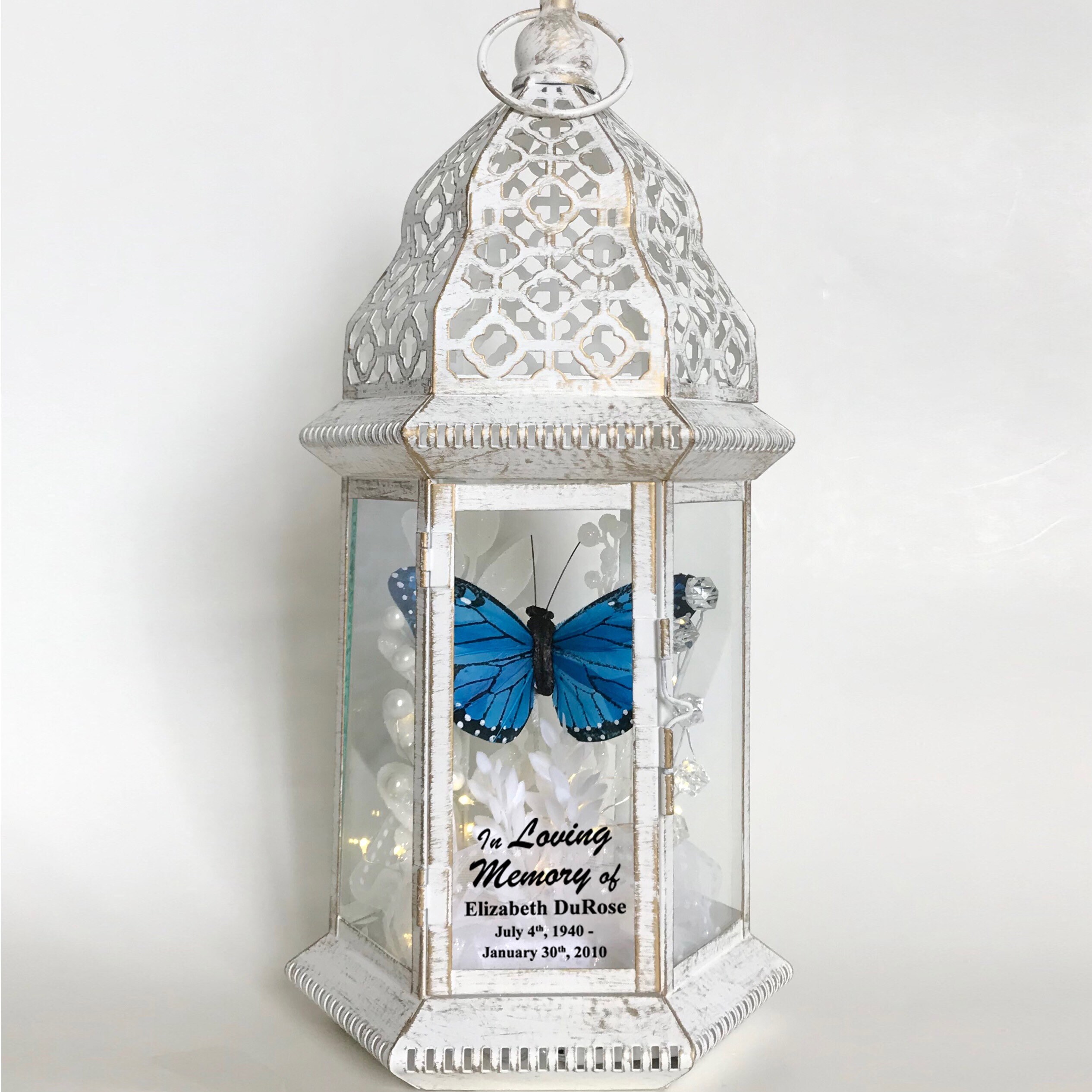 Blue Butterfly Memorial Lantern Loss of Loved One | Etsy