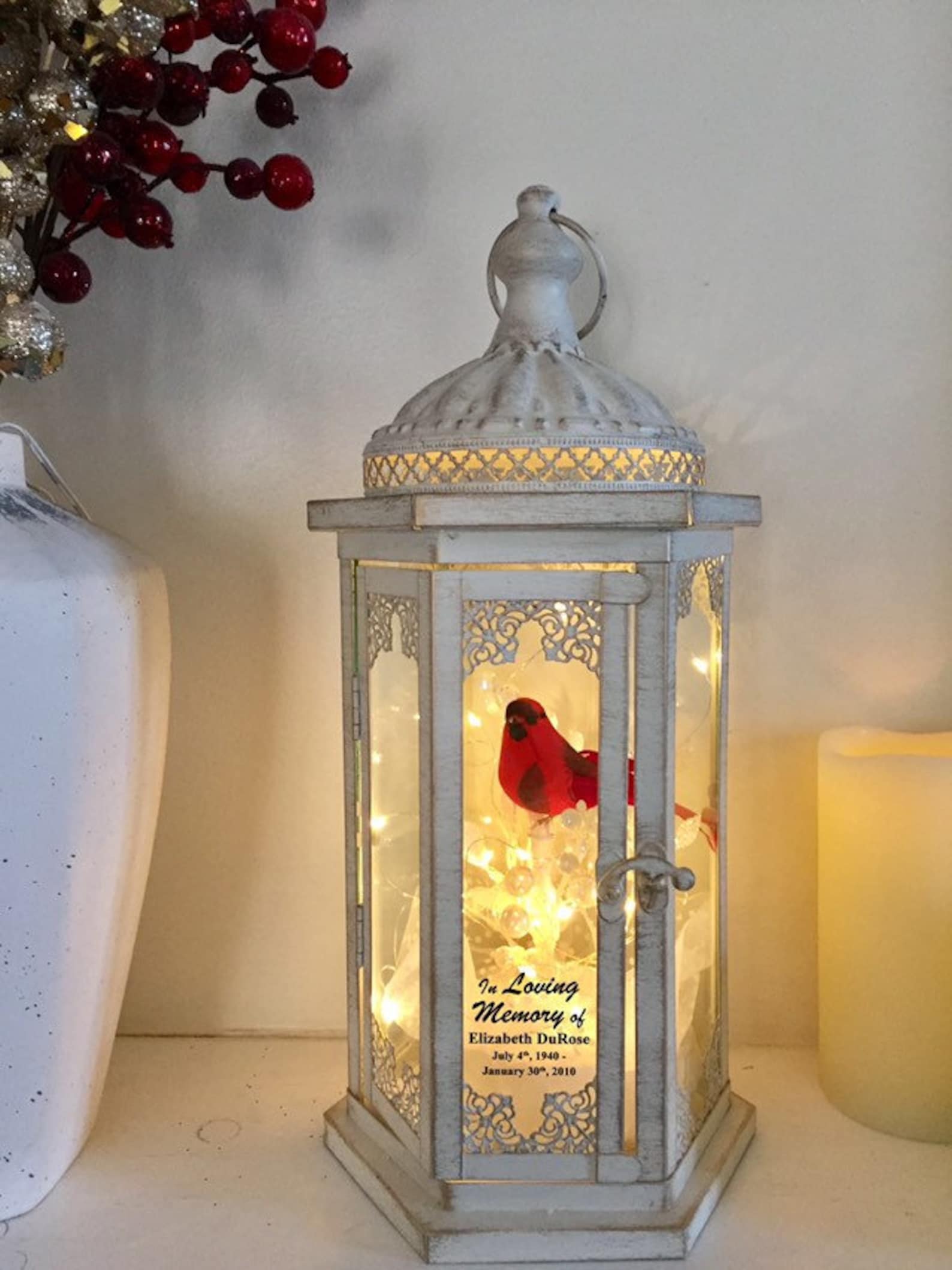 Cardinal Memorial Lantern in Memory Of Sympathy Gift Loss | Etsy