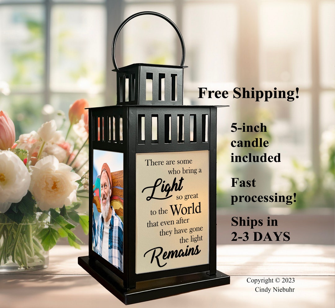 The Light Remains, Memorial Photo Lantern, Sympathy Gift for Loss of ...