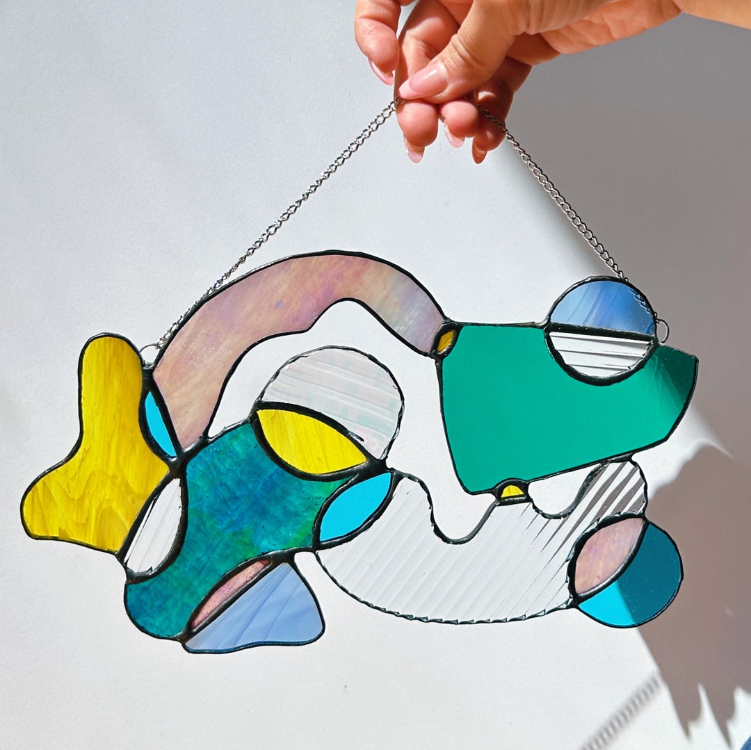 Abstract Shapes Stained Glass Suncatcher - Etsy