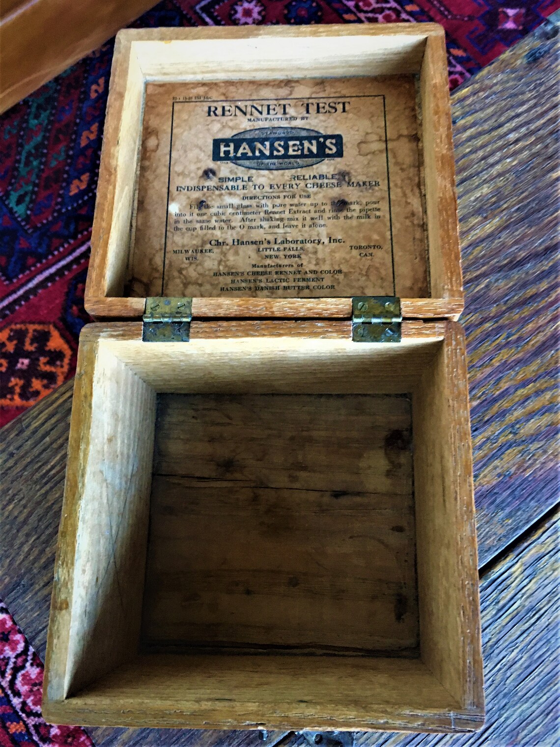 Rare Chr. Hansen's Laboratory Rennet Test Kit Wooden Dovetail Box With ...
