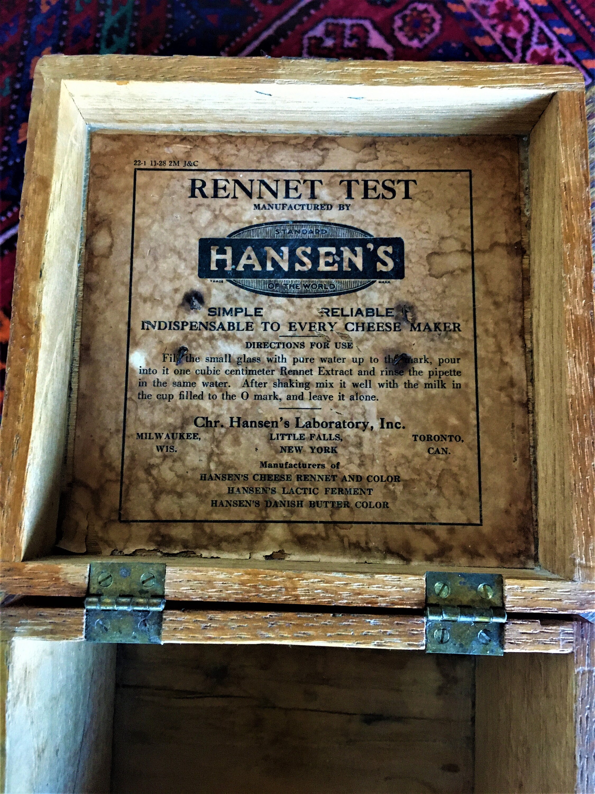 Rare Chr. Hansen's Laboratory Rennet Test Kit Wooden Dovetail Box With ...