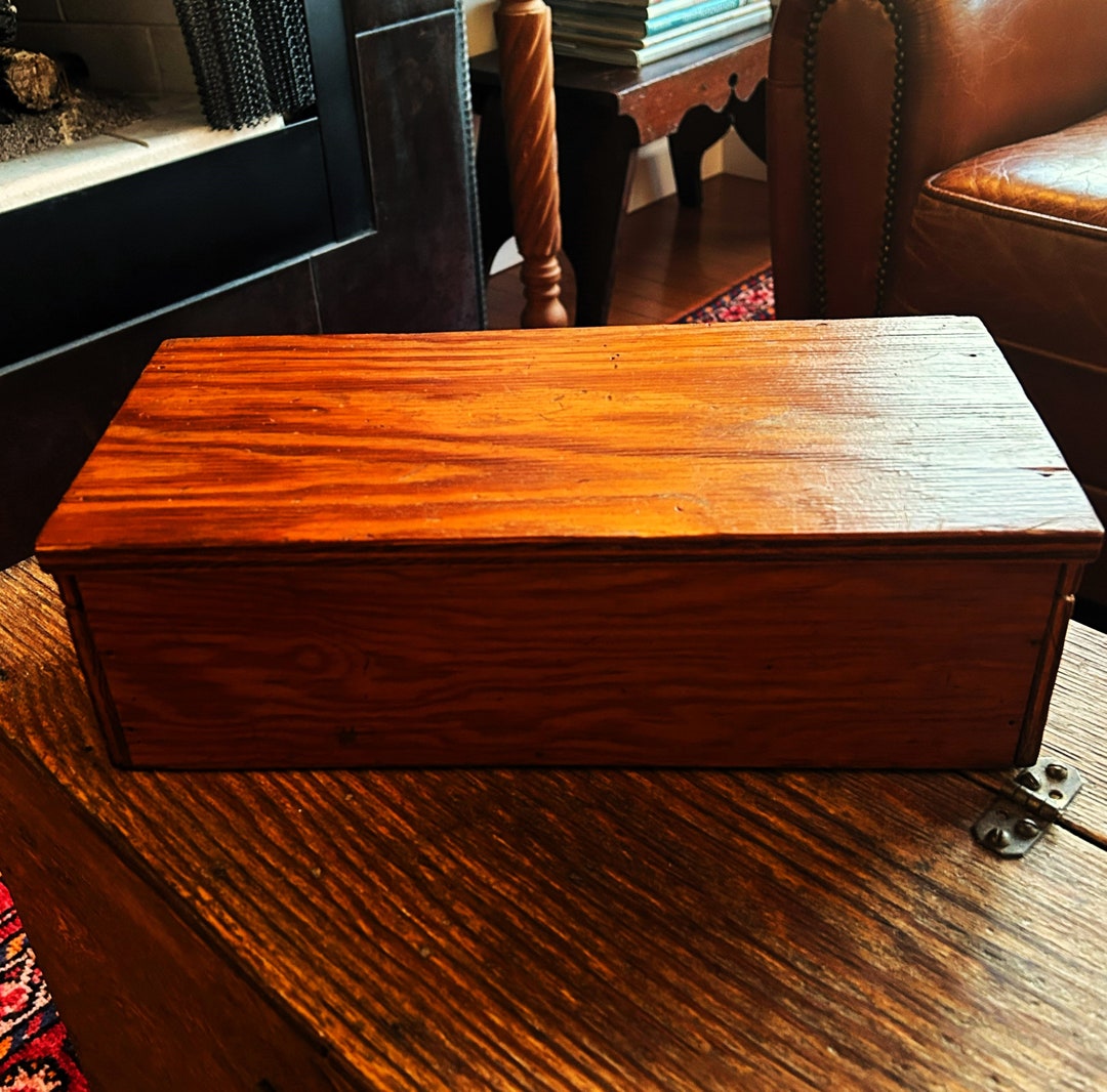 Vintage Wooden Jewelry Box. Hinged Wooden Cubby Box. Desk Storage Box ...