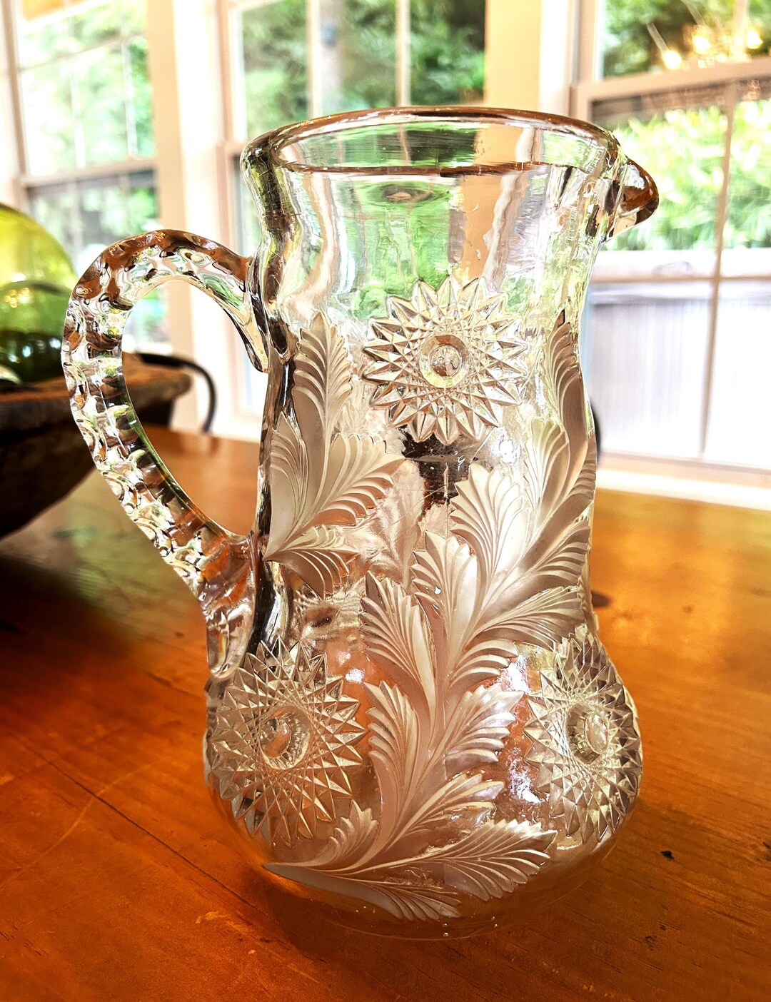 Millersburg Hobstar and Feather Pitcher. Antique EAPG Pattern Glass ...