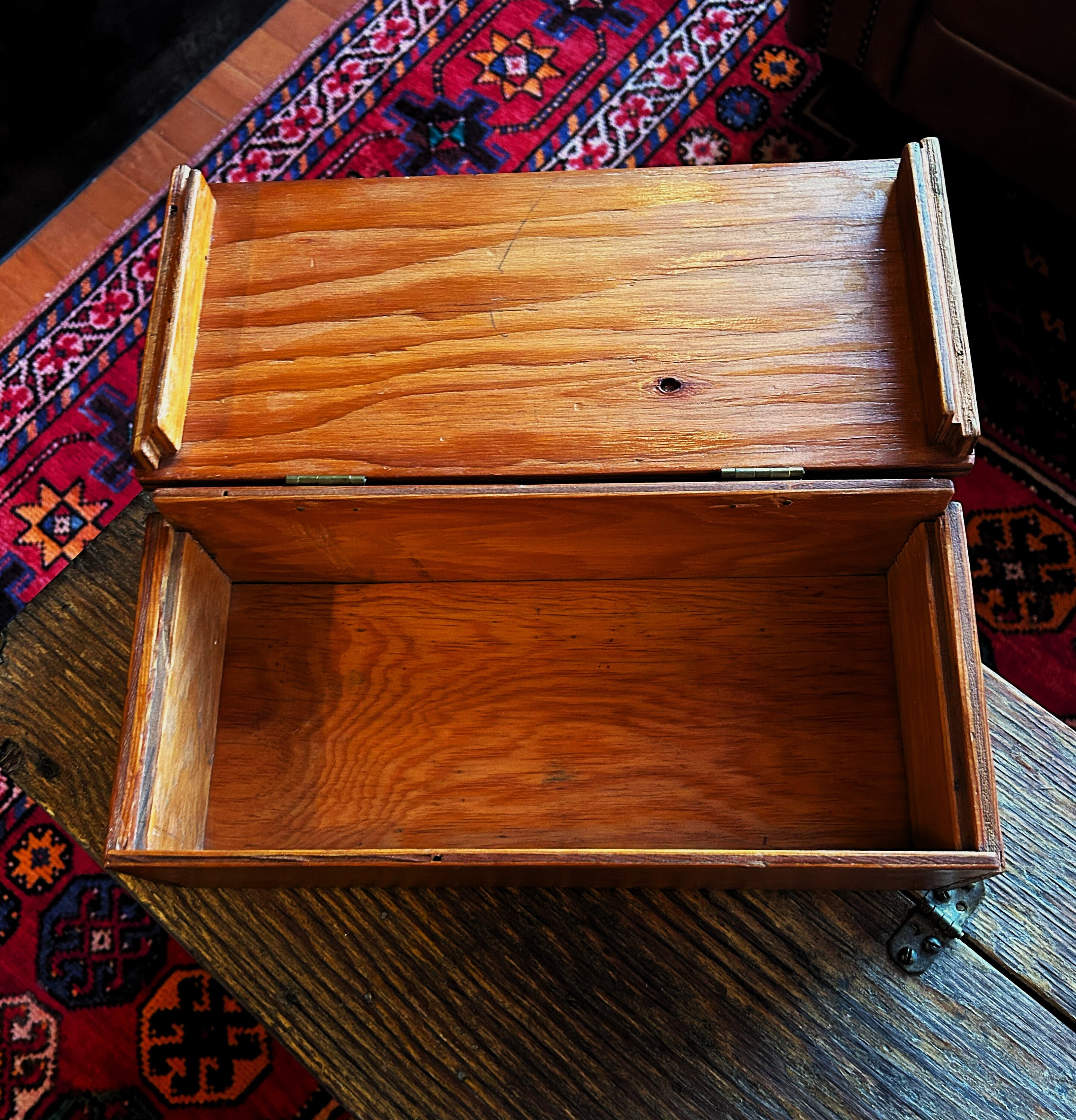 Vintage Wooden Cubby Box. Hinged Wooden Box. Desk Storage Box. Wooden ...