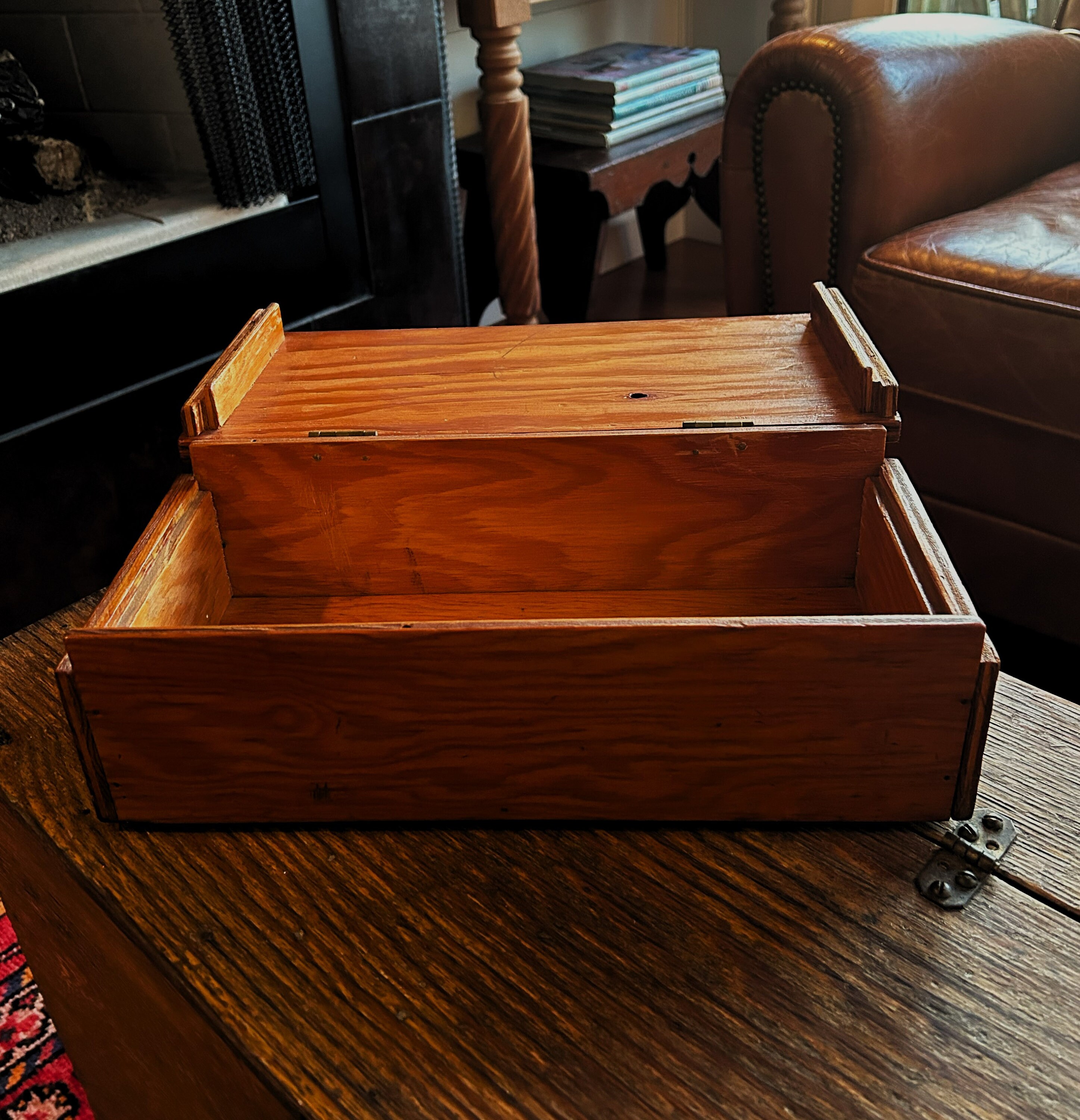 Vintage Wooden Jewelry Box. Hinged Wooden Cubby Box. Desk Storage Box ...