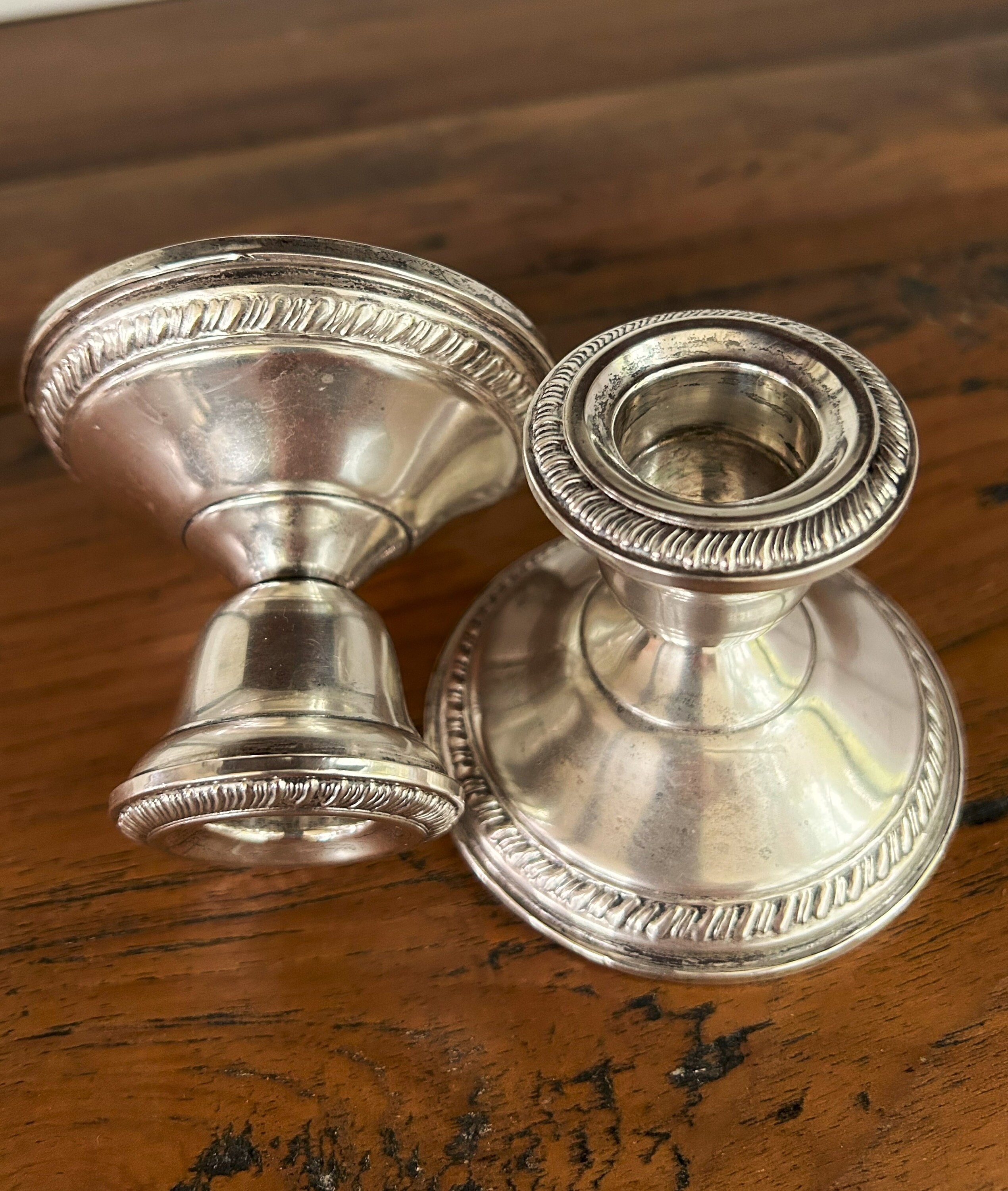Vintage Sterling Silver Candlestick Holders Pair 2 Crown Weighted ...
