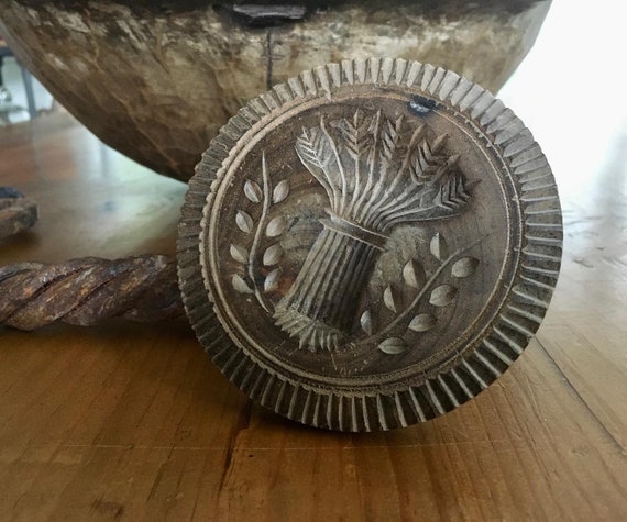 Kitchen Décor Home & Living Primitive Folk Art Butter Stamp Flower ...