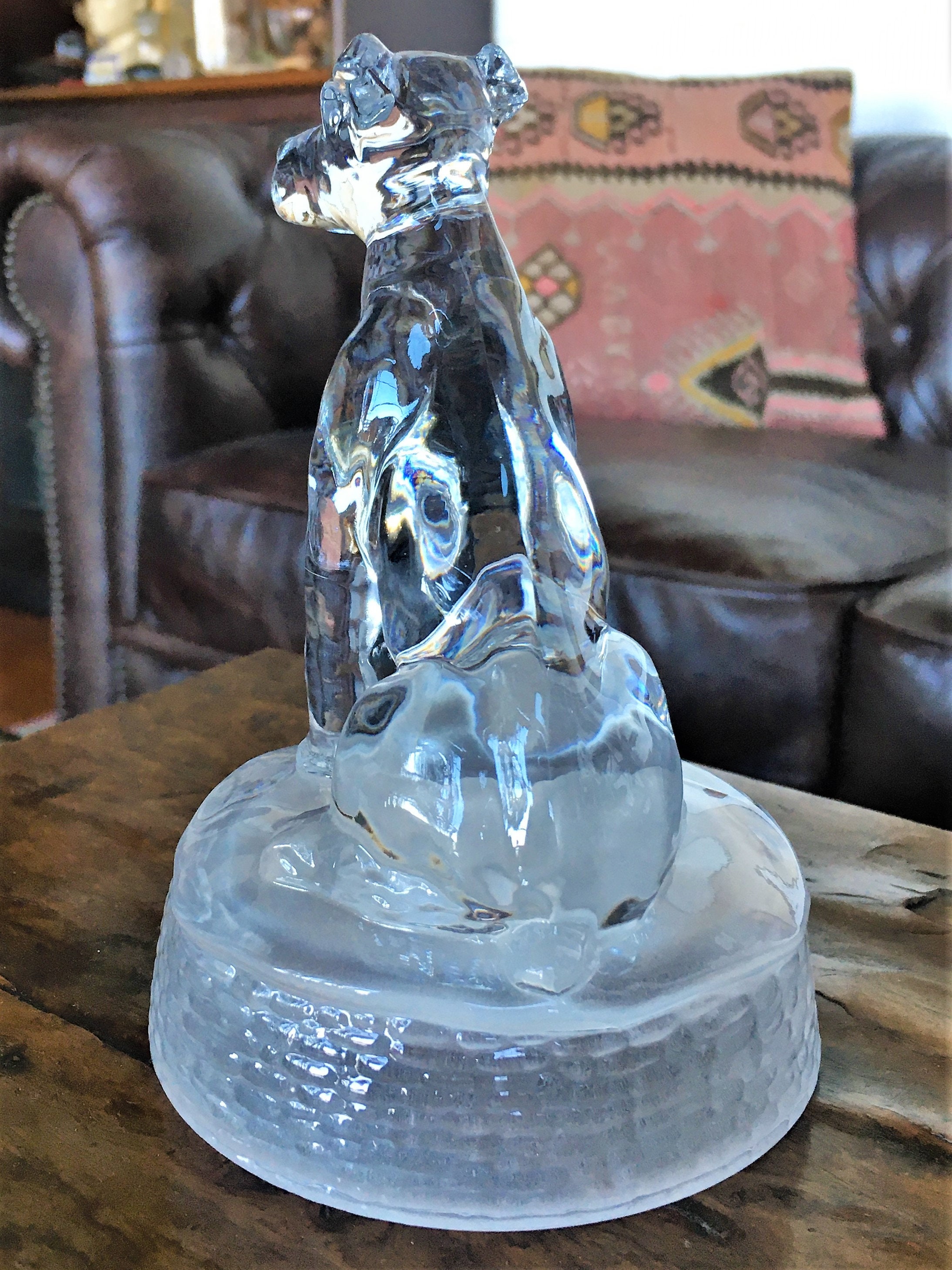 Crystal Labrador Dog Paper Weight With Frosted Base. Vintage - Etsy