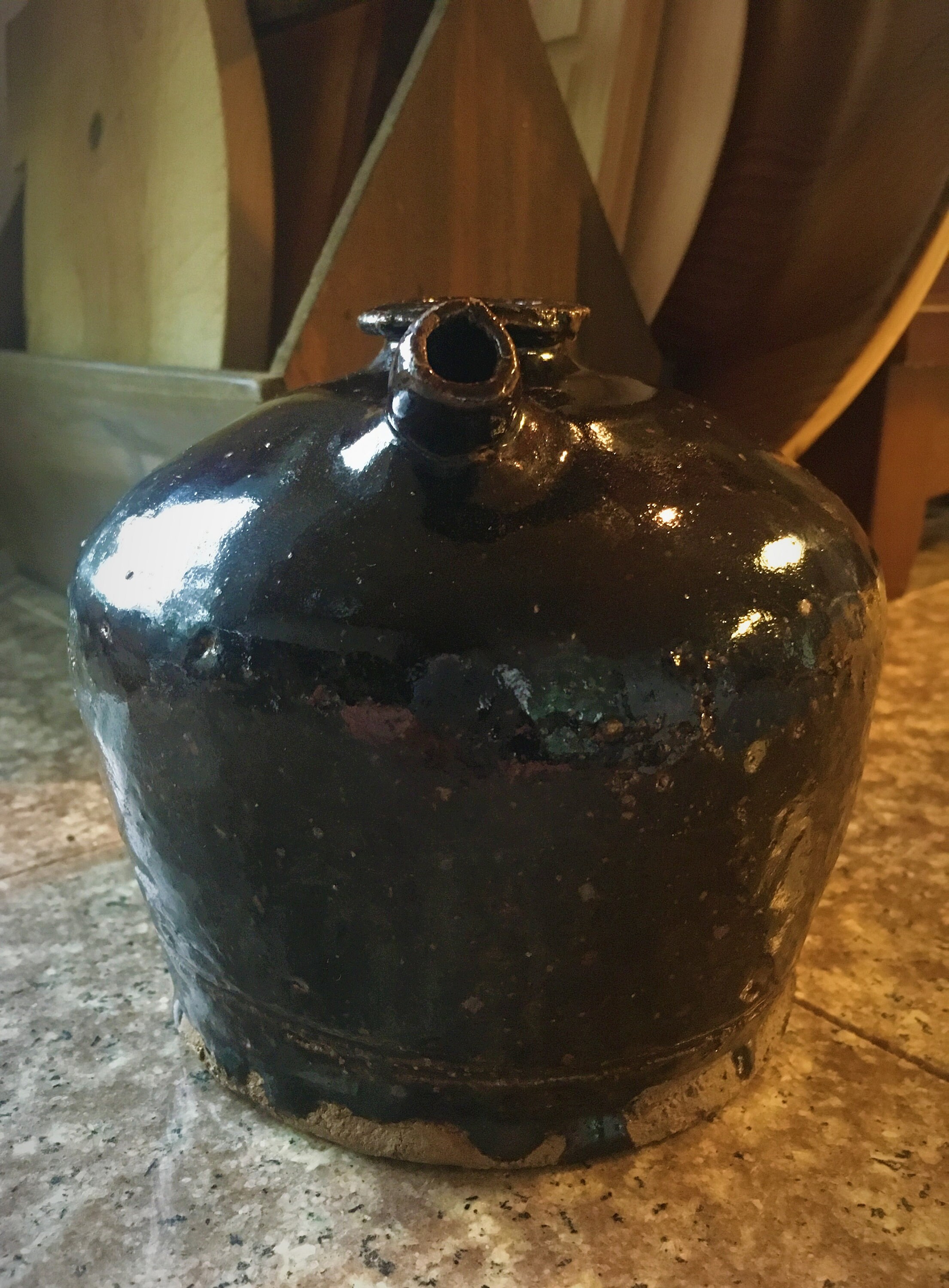 Antique 19th Century Chinese Salt Glazed Brown Stoneware Spouted Soy ...