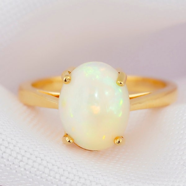 Simple Opal Ring - Etsy