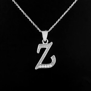 Z Initial Diamond Necklace, 14k Solid Gold and Genuine Diamonds Pendant ...