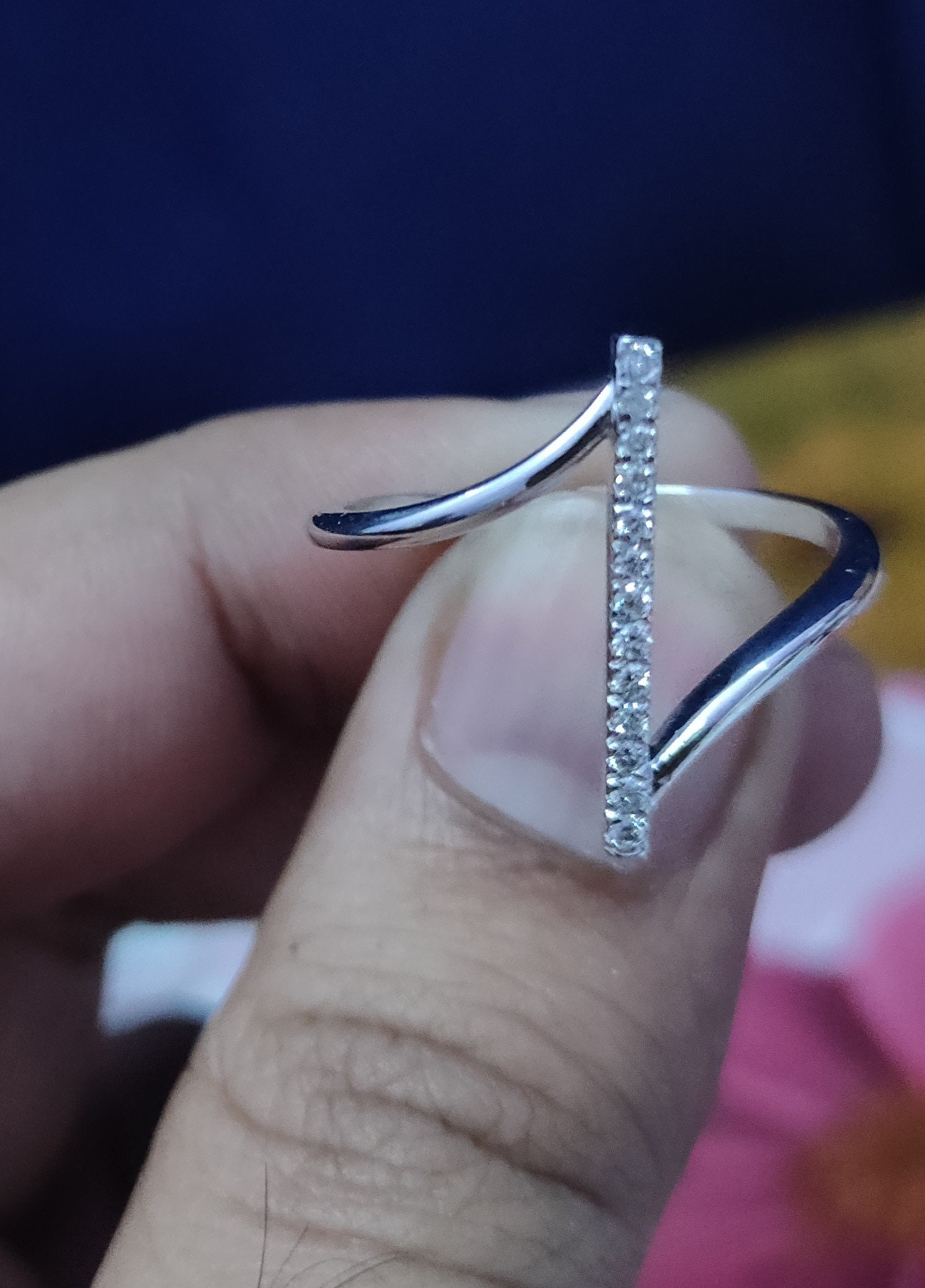 14k Gold Vertical Bar Ring Diamond Bar Ring Stackable Ring - Etsy