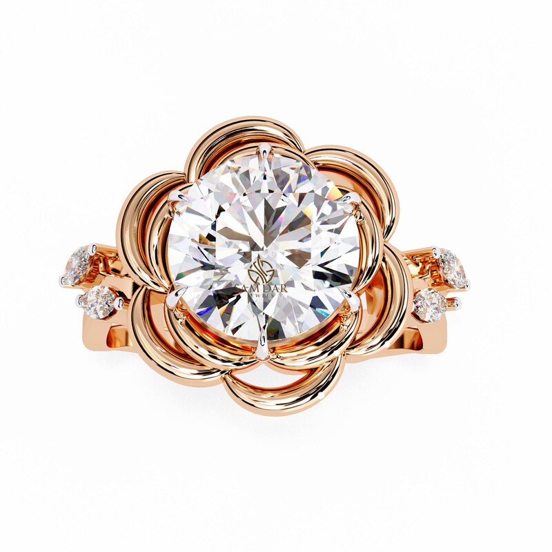 Floral Engagement Ring - Etsy