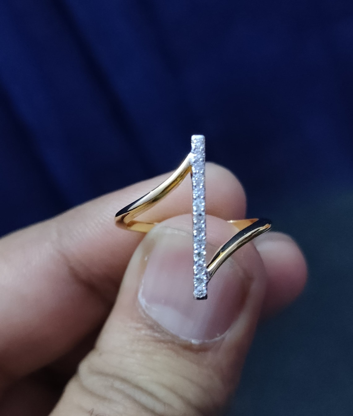 14k Gold Vertical Bar Ring Diamond Bar Ring Stackable Ring - Etsy