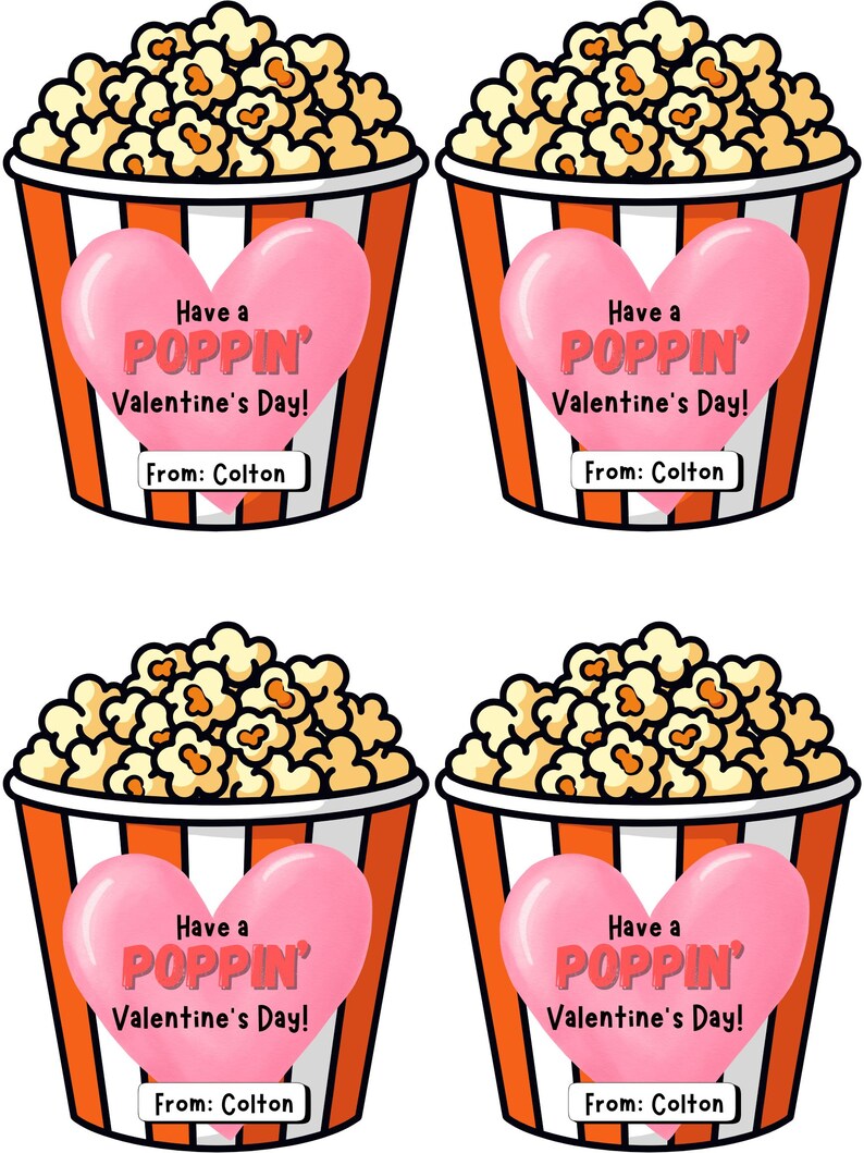 Have a POPPIN’ Valentine’s Day Printable | Popcorn Valentine Cards ...