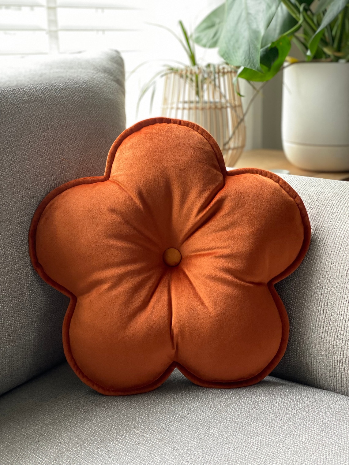 Rust Orange Velvet Flower Shaped Cushion Flower Shaped - Etsy UK