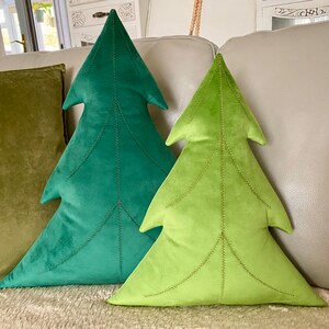 Pine Tree Shaped Cushion, Christmas Tree Pillow, Emerald Green Throw Pillow, Woodland Cushion ...