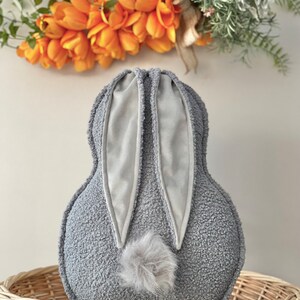 Grey Boucle Bunny Shaped Cushion Rabbit Pillow Easter Decoration Spring ...