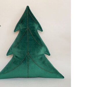 Pine Tree Shaped Cushion, Christmas Tree Pillow, Emerald Green Throw Pillow, Woodland Cushion ...