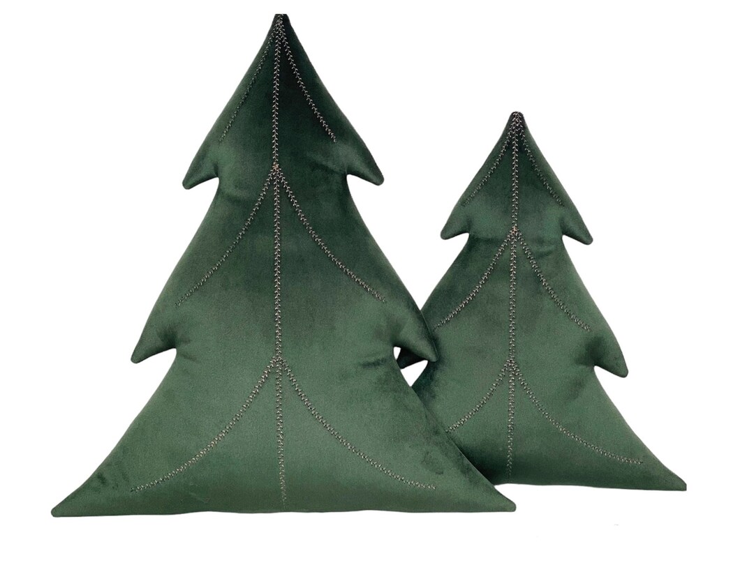 Pine Tree Shaped Cushion, Christmas Tree Pillow, Forest Green Throw ...