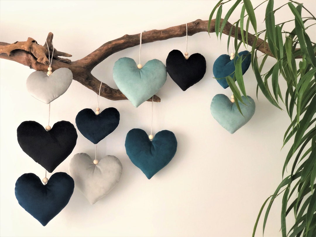 Handmade Velvet Hanging Hearts: Scandinavian Nursery Decor, Set of 2 - Etsy