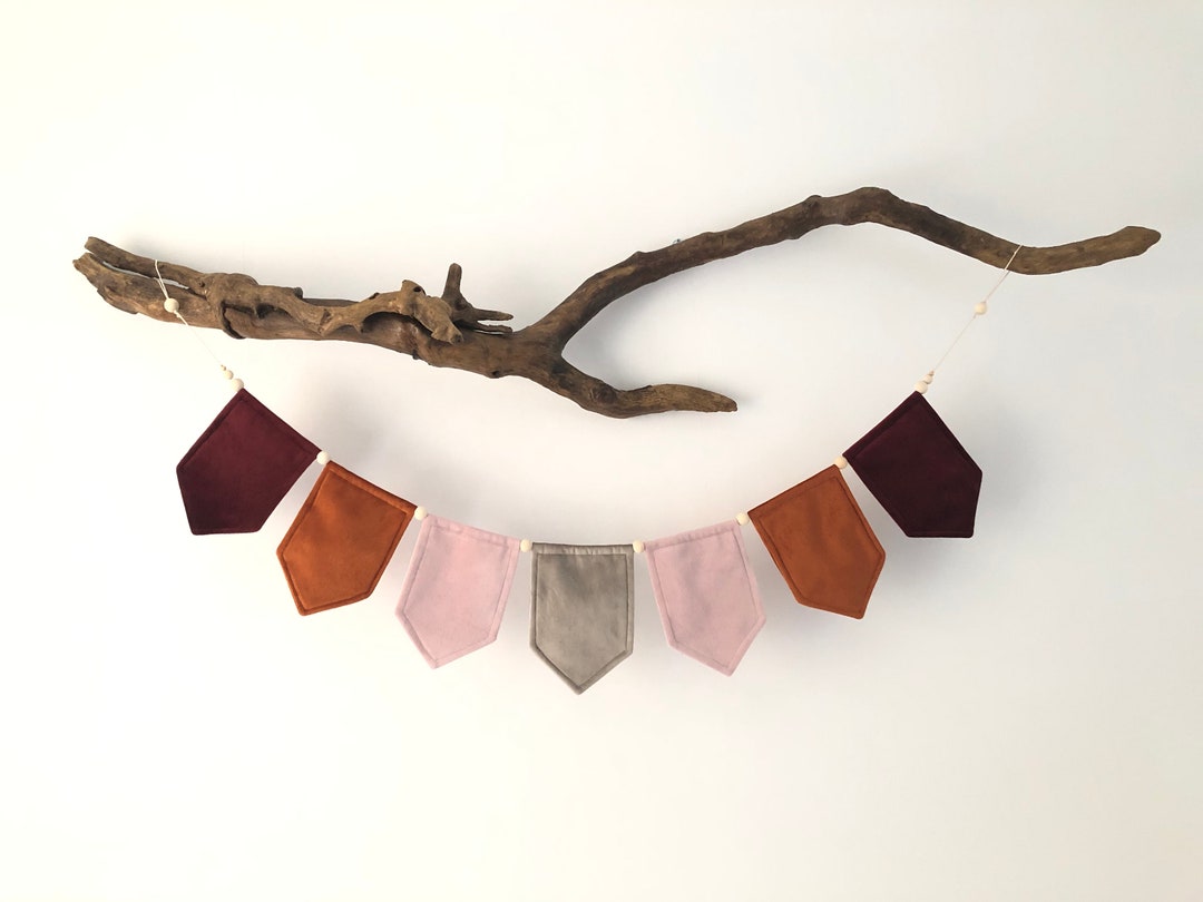 Handmade Velvet Garland: Neutral Nursery Decor, Boho Bunting - Etsy