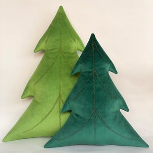 Pine Tree Shaped Cushion, Christmas Tree Pillow, Emerald Green Throw ...