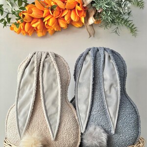 Grey Boucle Bunny Shaped Cushion Rabbit Pillow Easter Decoration Spring ...