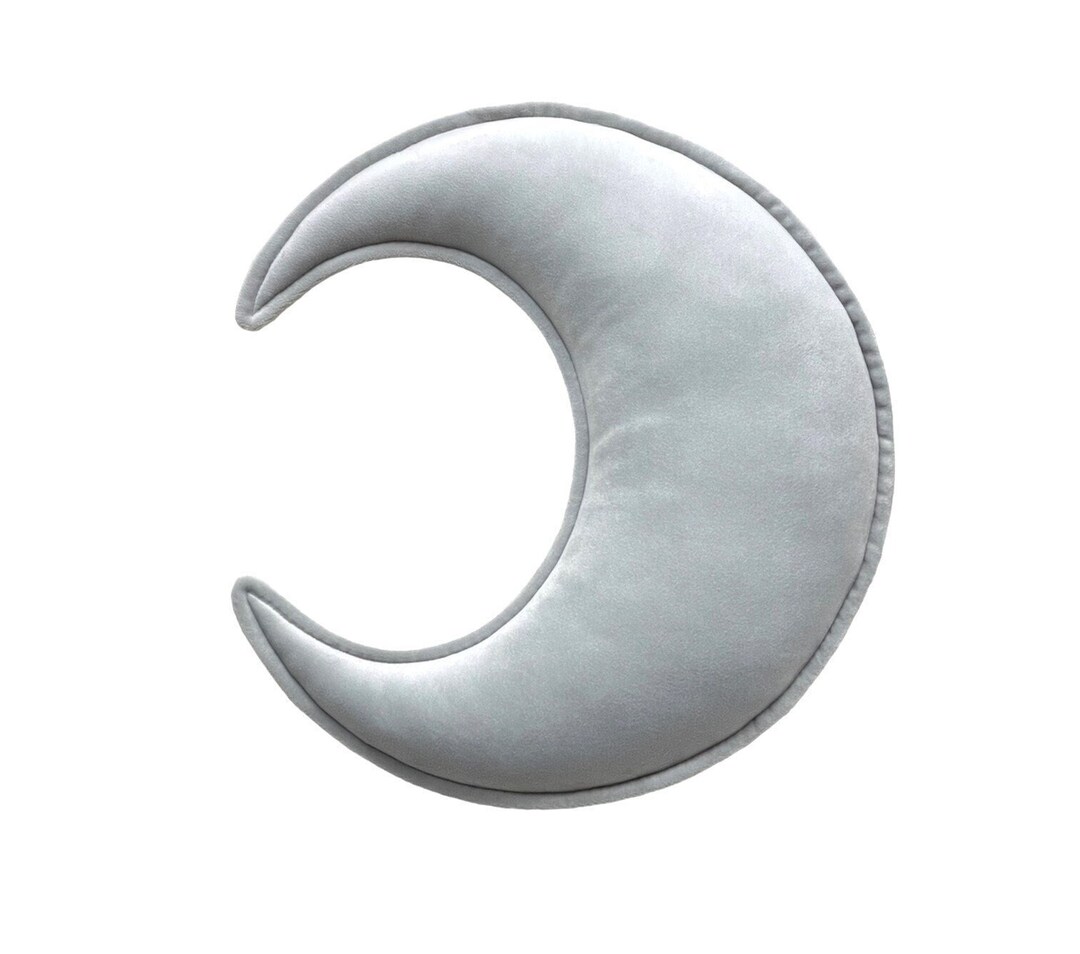 Silver Grey Velvet Crescent Moon Shaped Cushion Celestial Elegance ...