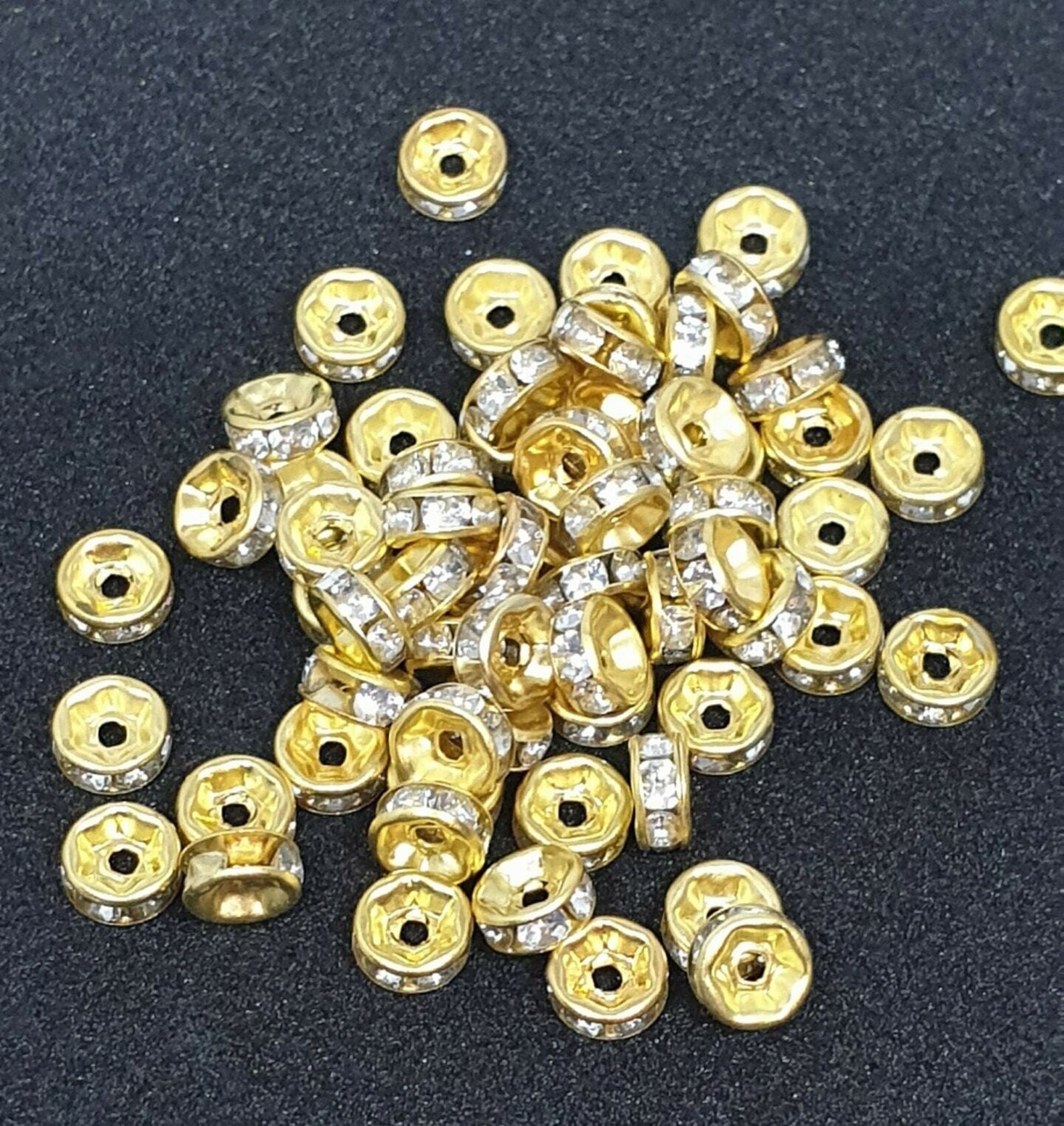 Rhinestone Rondelle Rhinestone Beads Crystal Spacers - Etsy