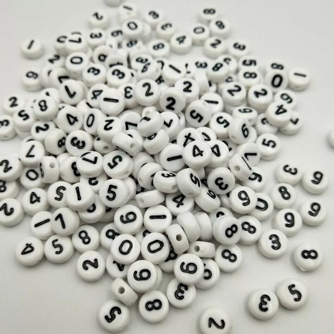 100 Psc Number Beads Flat Round in White and Black Spacers - Etsy