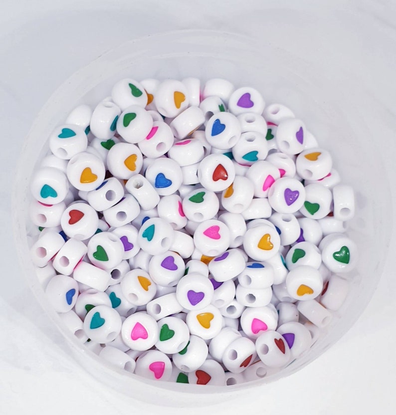Heart Beads Acrylic Heart Beads Red and White Heart Beads - Etsy