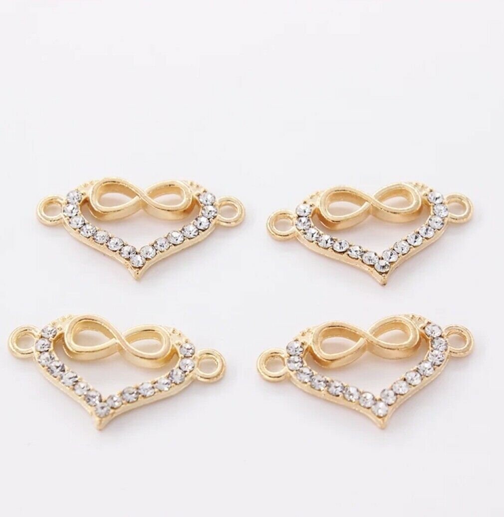 10 Psc Infinity Charms Connectors Infinity Heart Charm for - Etsy