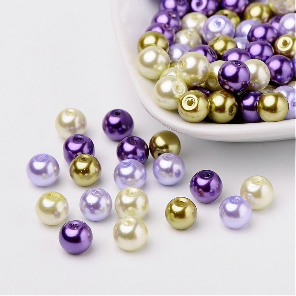 100 Glass Pearl Beads Mix 8mm Jewellery Making Crafts Mixed - Etsy UK