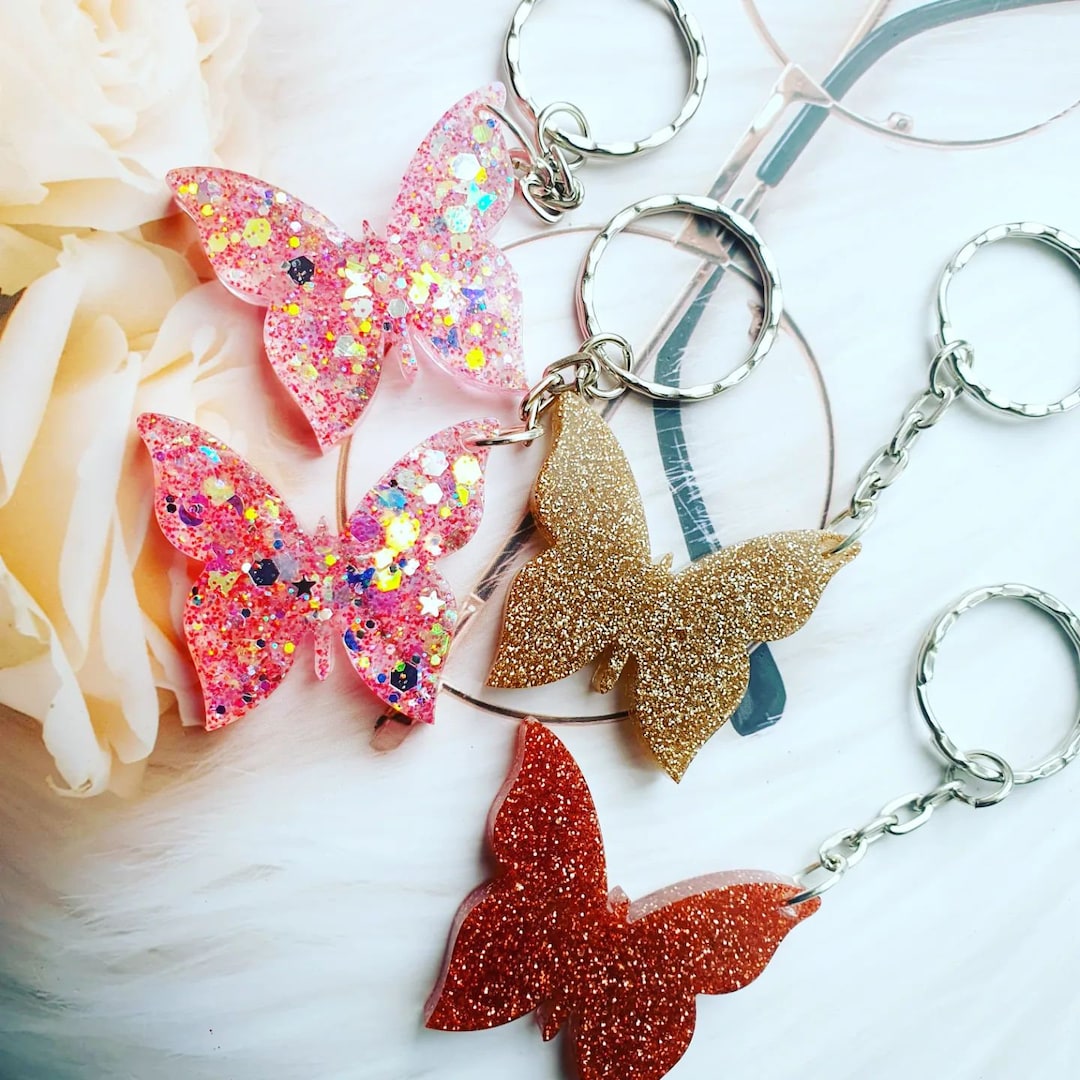 Butterfly Resin Keyring,glitter Keychain ,resin Butterfly,custom ...