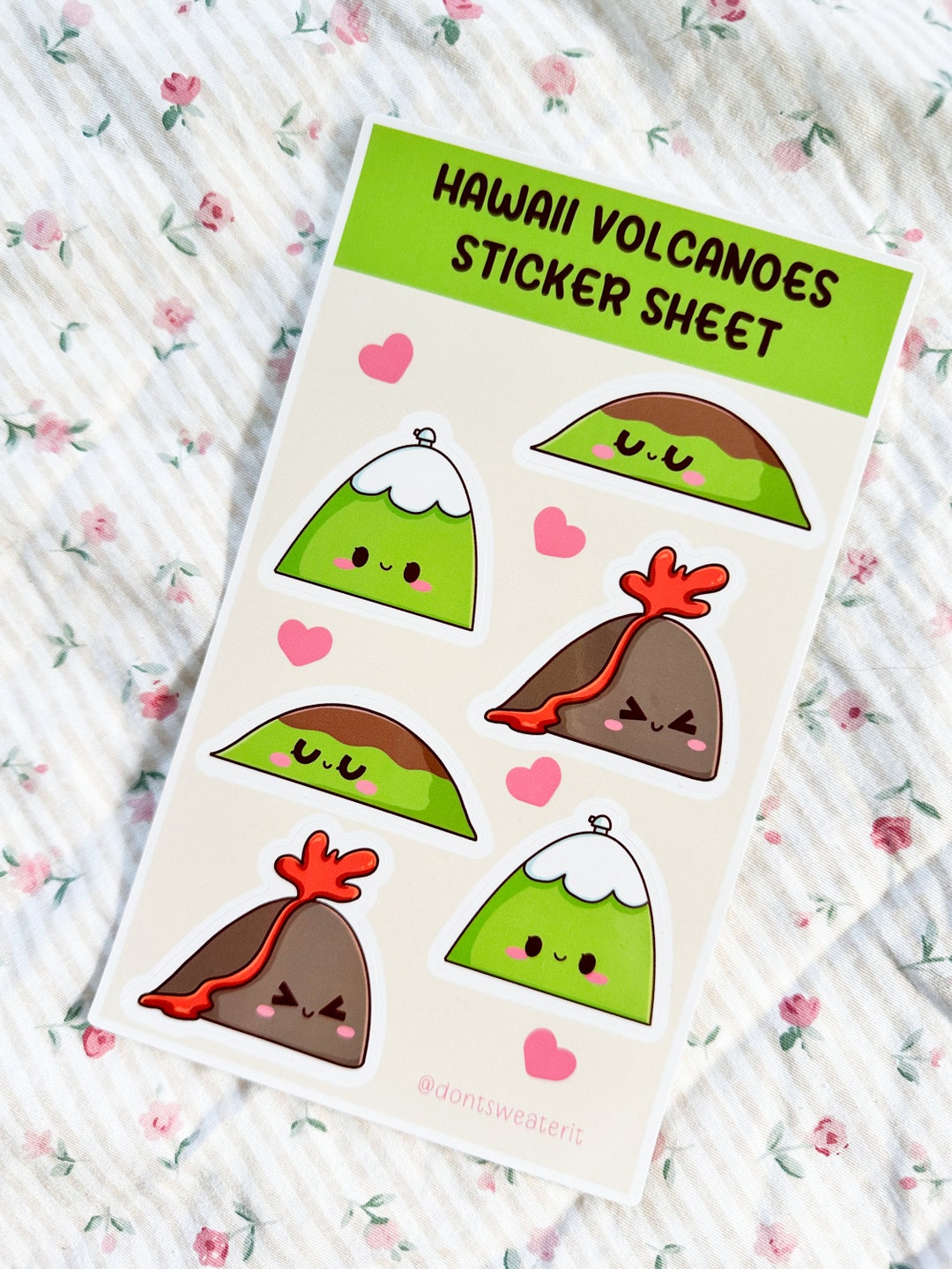 HAWAII VOLCANOES Sticker Sheet // Kilauea, Mauna Kea, Mauna Loa, Big ...