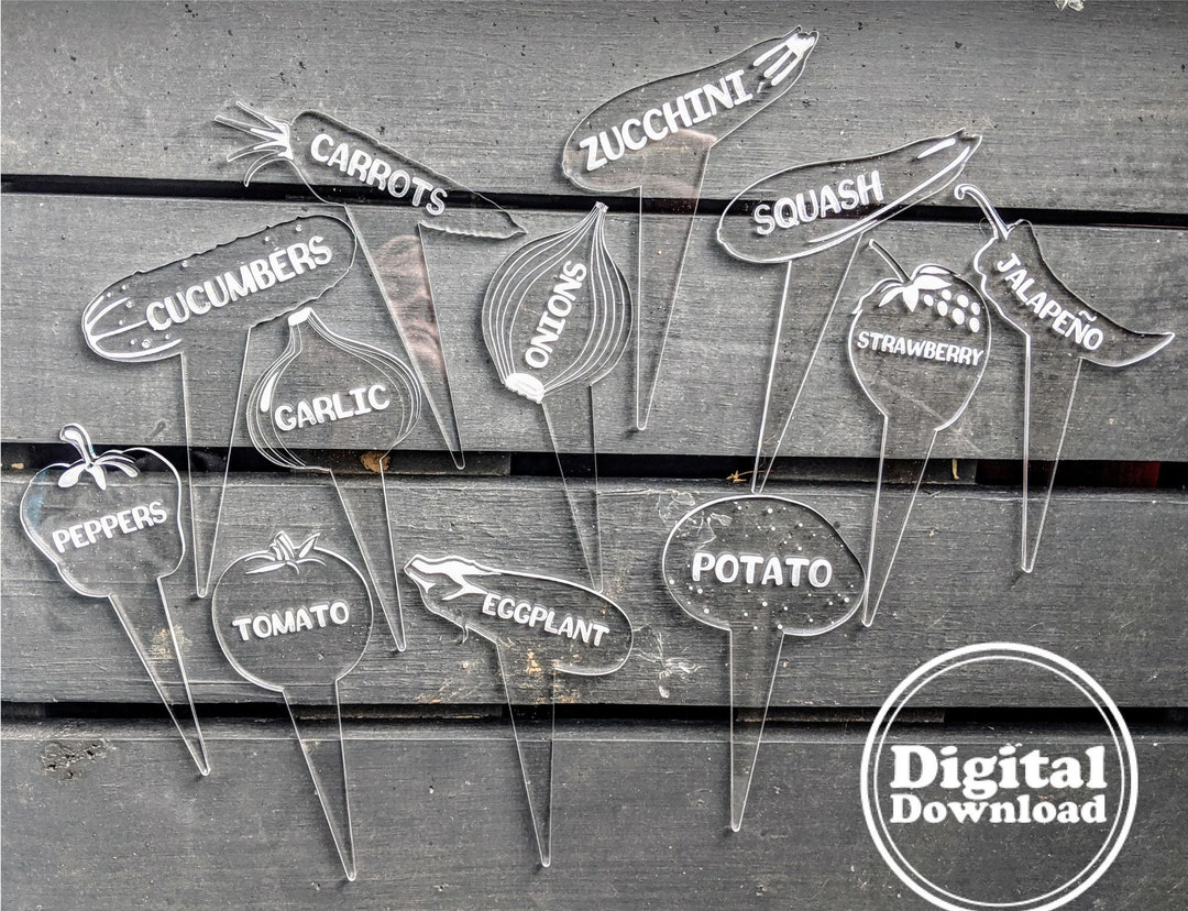 Plant-shaped Garden Marker Digital File, Laser File, Plant Label, Large ...