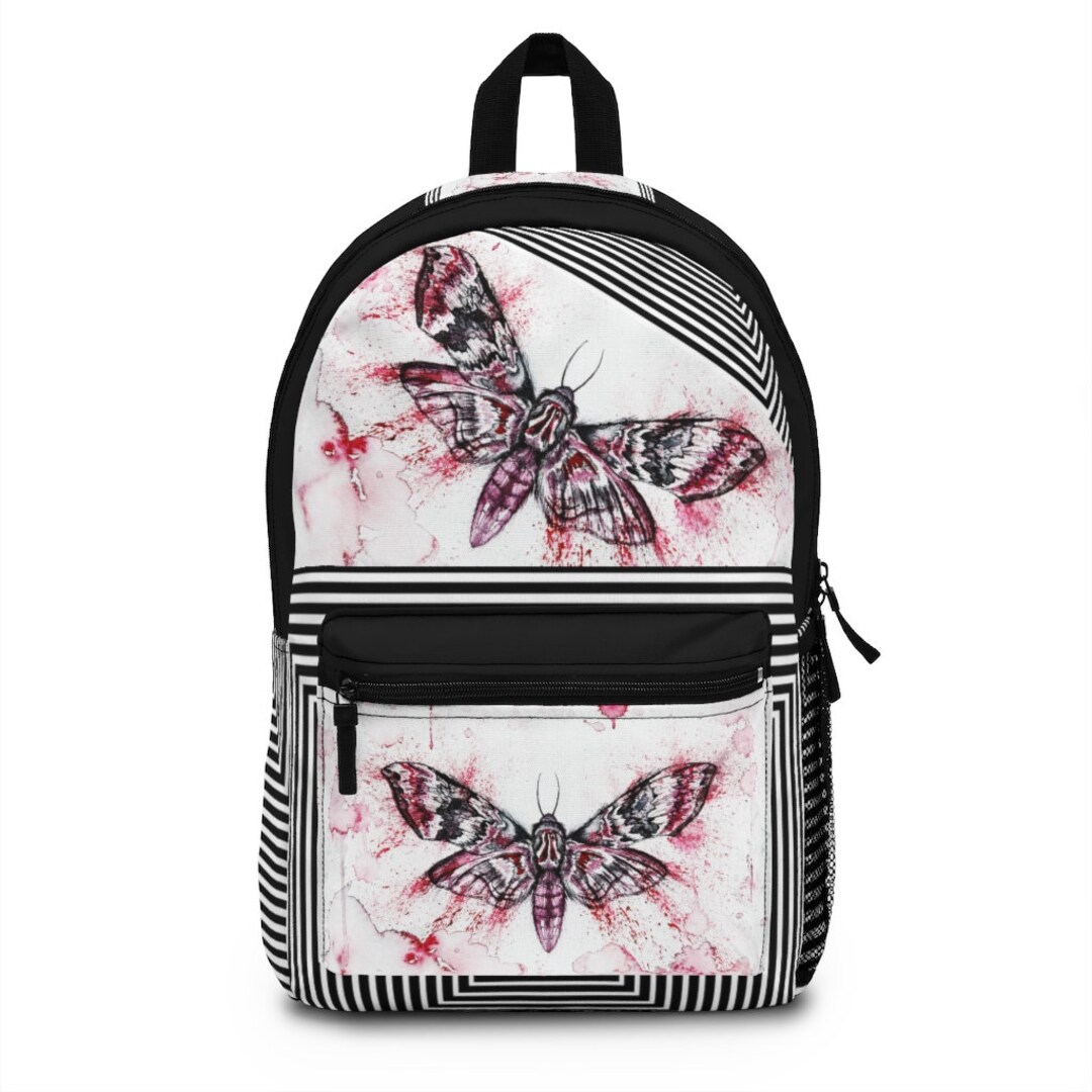 Moth Backpack made in USA Book Bag Black White Backpack Insect School ...