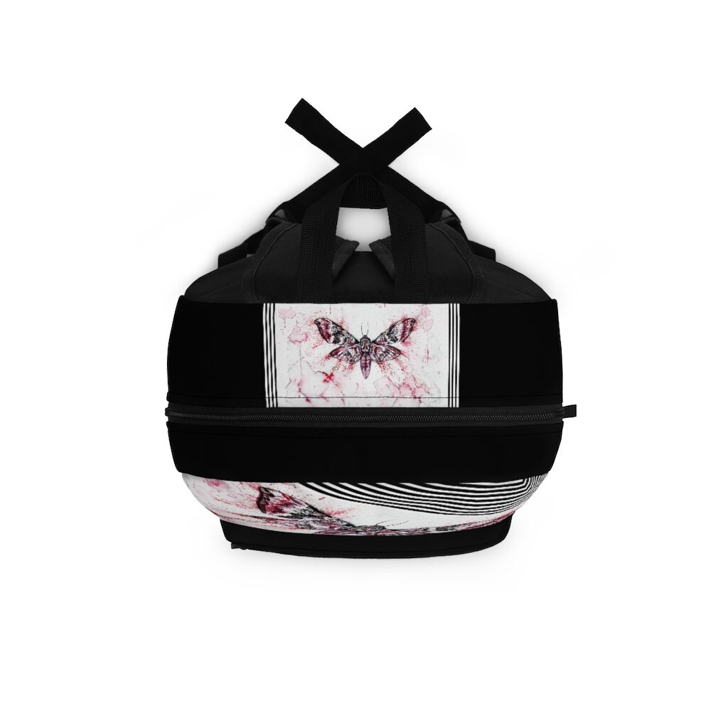 Moth Backpack made in USA Book Bag Black White Backpack Insect School ...