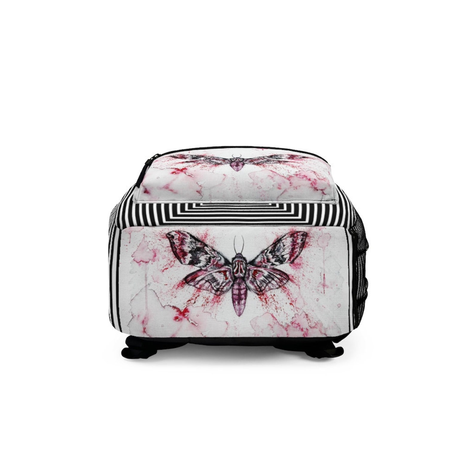 Moth Backpack made in USA Book Bag Black White Backpack Insect School ...