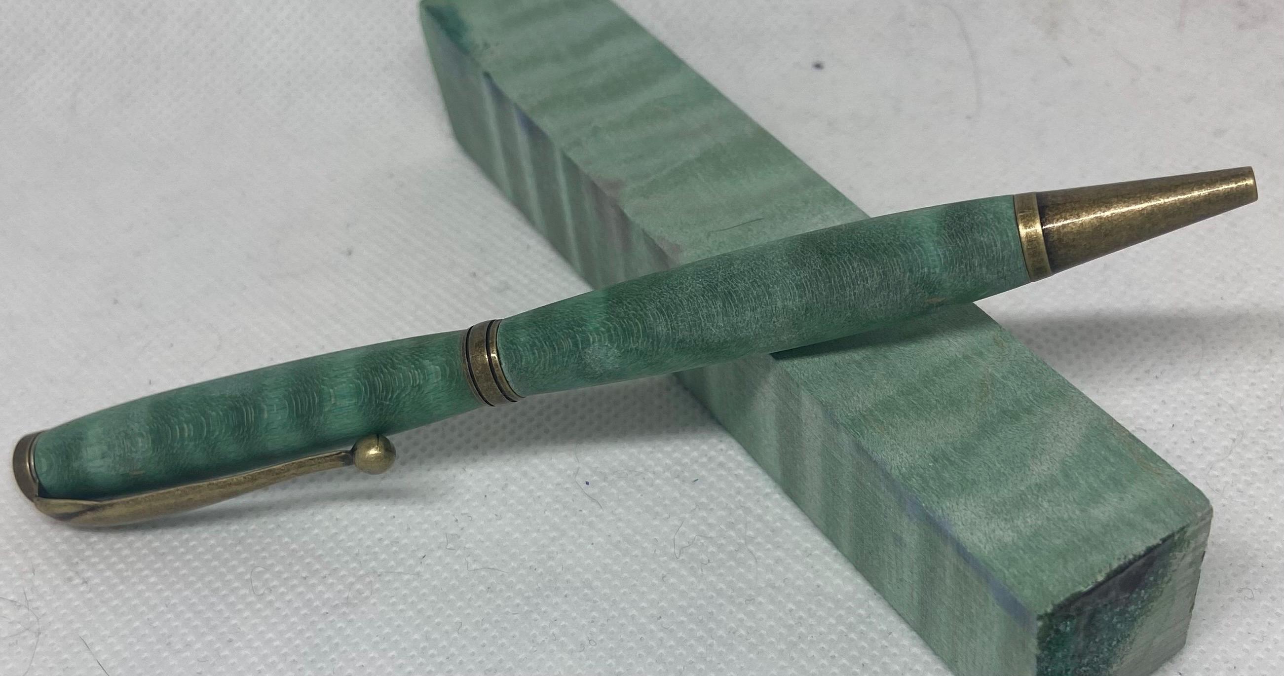 Wooden Pen Hand Turned Green Curly Maple - Etsy