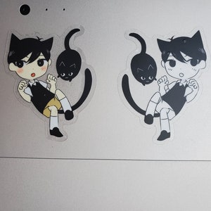 OMORI Cat SUNNY Cat and MEWO 3 Clear Vinyl Stickers Cute Kawaii Horror ...