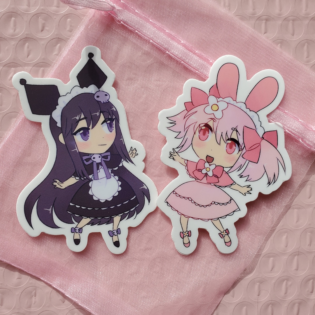 PMMM MADOKA HOMURA Matching Cute Bunny and Cat Cosplay Stickers Puella ...